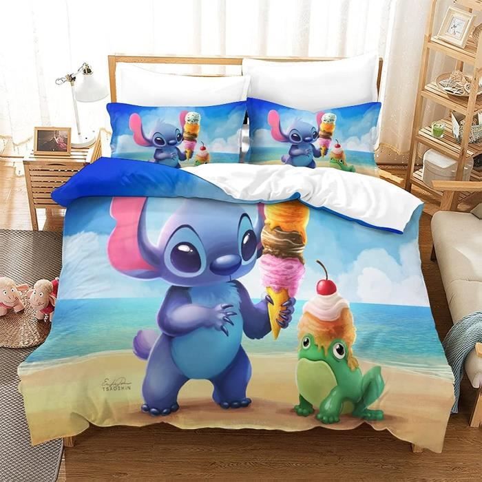 Housse De Couette 220x240cm Stitch by The Sea Ensemble de Cartoon Anime ...