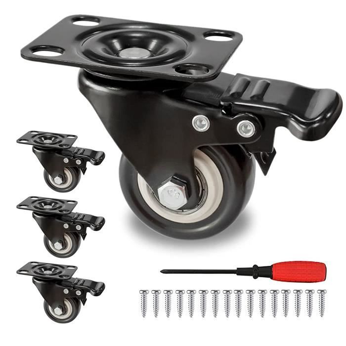 4 Roulettes Pivotantes Avec Frein, Roulettes pour Meuble de 50 mm ...