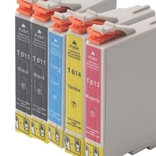 5x Cartouches d'encre compatibles T0611 Pour Epson Stylus DX4800-DX4850 ...