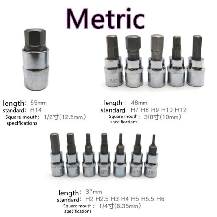 Métrique - Clé à douille hexagonale à tête de manchon universelle, clé ...