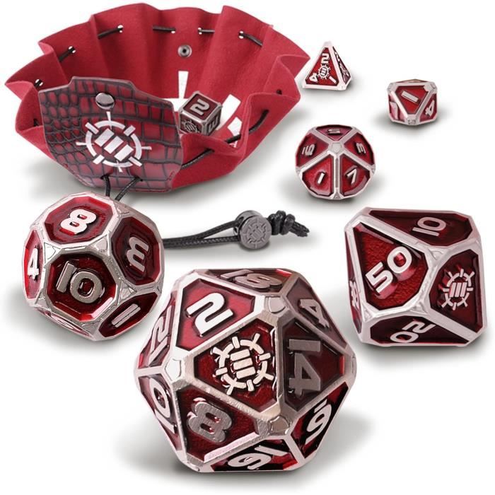 Dnd Metal Dice Set - 7 Dés Polyédriques Avec Sac À Dés En Cuir ...