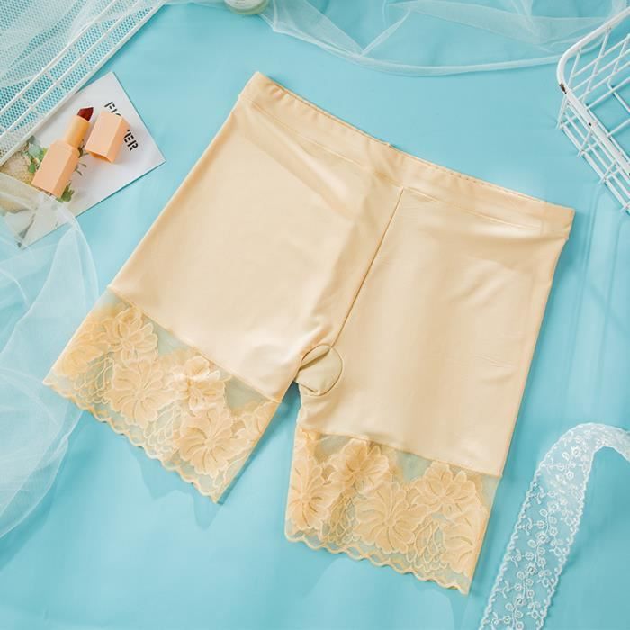Culotte-slip,Short de sécurité en dentelle sans couture pour femmes,culotte en Nylon et soie ...