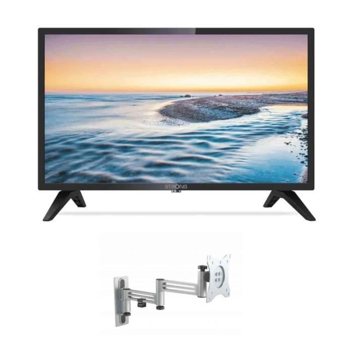 Pack STRONG TV LED 24" 60cm + ANTARION Support TV Camping Car 180° Noir ...