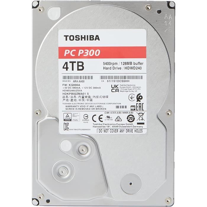 Toshiba Disque Dur Interne P300 4 to - Cdiscount Informatique