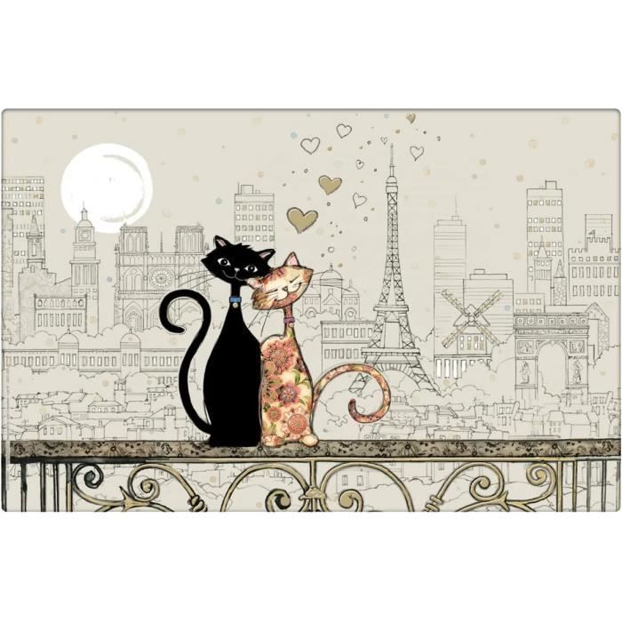 Set De Table Paris Tour Eiffel - Motif Chats Parisiens Amoureux[H2967 ...