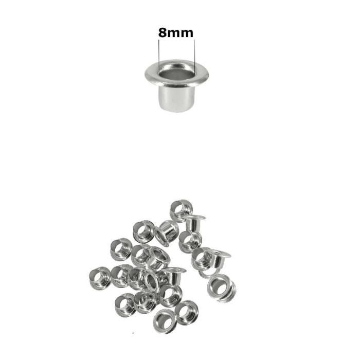 Trimming Shop 8mm Canon long Oeillets avec Rondelles pour Sacs Vestes ...