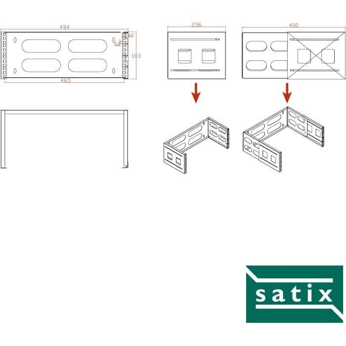 Support Mural Rack 19 - Satix - 4U - Profondeur réglable 22-40 cm ...