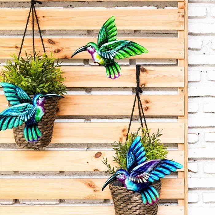Décorations murales en forme de colibri en métal, Décoration de Jardin ...