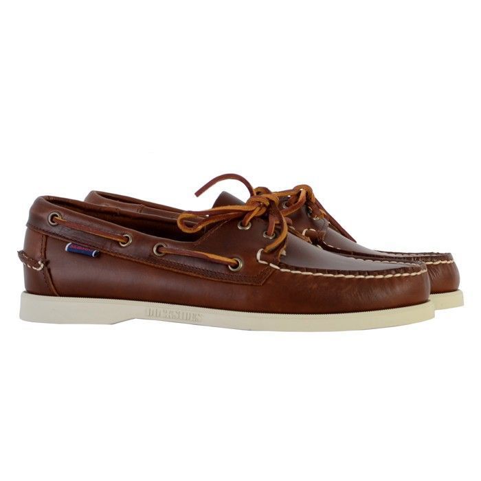 Mocassin Docksides Sebago Homme Marron - Cuir - Lacets carrés - Confort ...