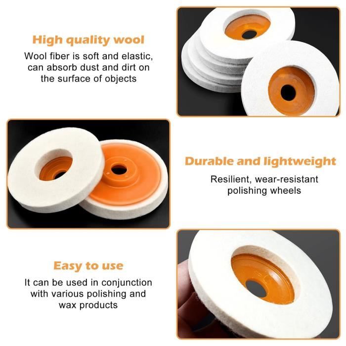 Lot De 10 Disque De Polissage, Disques De Polissage En Laine Feutre De ...