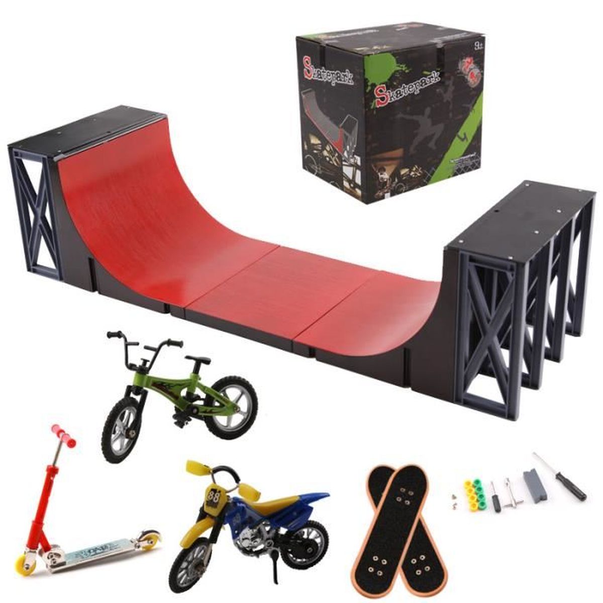 Rampes de Skatepark Half Pipe, Finger Skateboard avec Rampes et Mini Fingerboard Skate Park ...