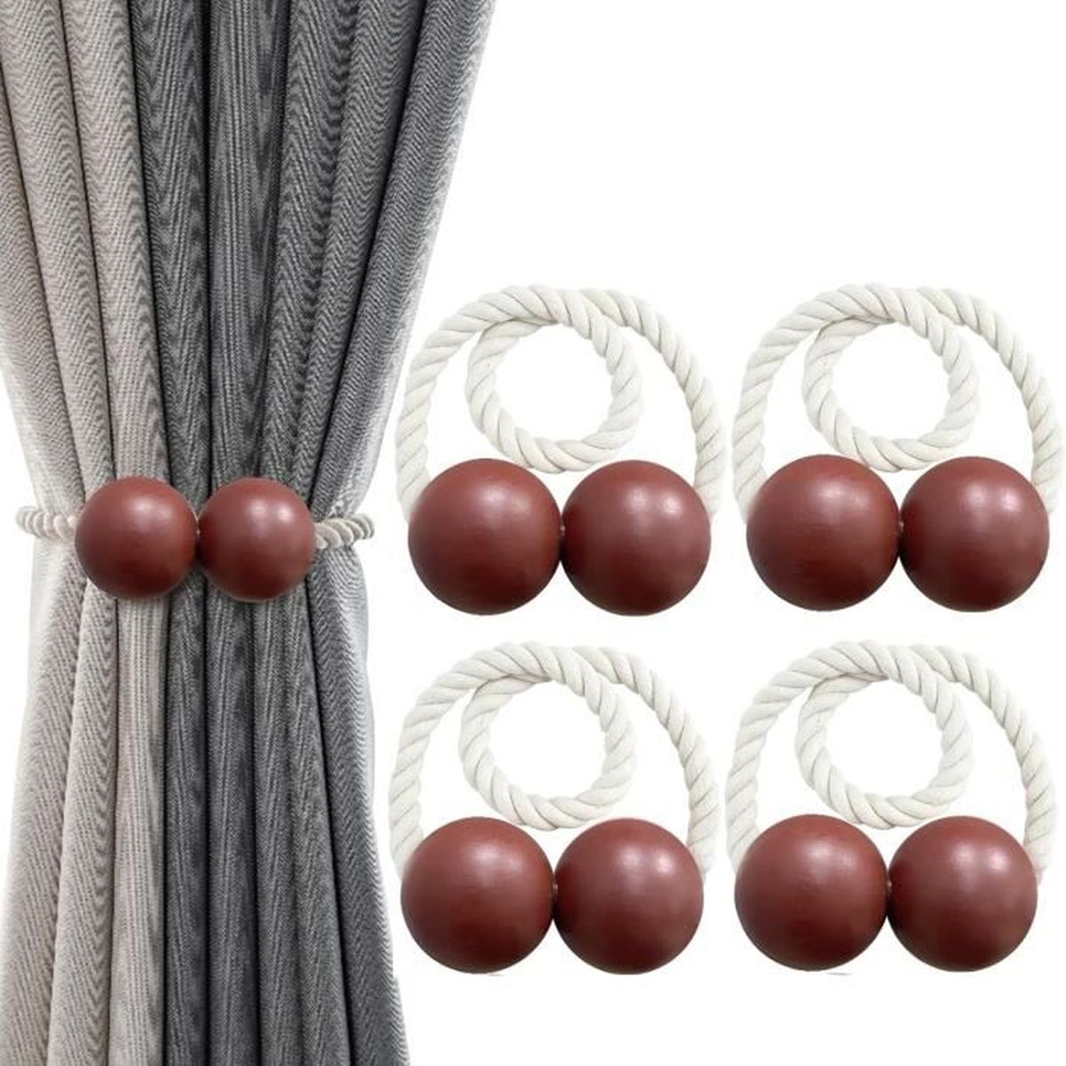 Embrasses à Rideaux,4 PCS Embrasses de Rideaux Magnétiques,Attaché ...