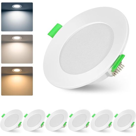 Spot encastrable LED 230V Dimmable 7W 700LM IP44 Spots de Plafond Extra Plat 75-90mm,Lot de 6 ...