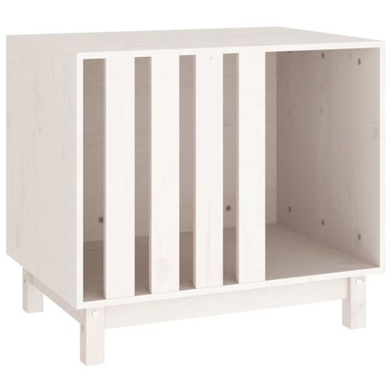 ANIMAL® Moderne Niche pour chien Blanc 70x50x62 cm Bois de pin massif ...