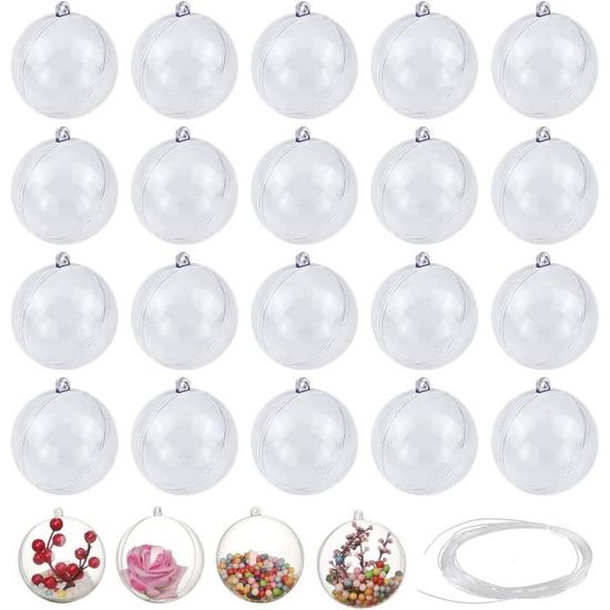 Lot de 20 4cm Boule Transparente à Remplir Mini Boule de Noel a Remplir Boule en Plastique ...