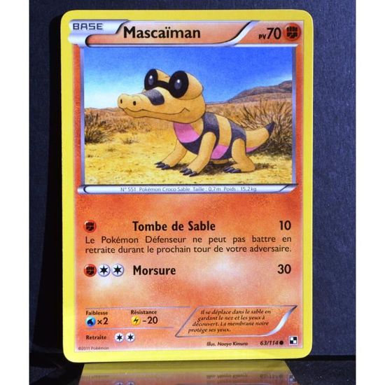 Carte Pokémon 63-114 Mascaïman Noir & Blanc NEUF FR - Cdiscount Jeux ...