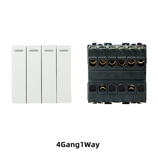 INTERRUPTEUR,4Gang 1Way--Panneau mural en plastique blanc avec ...