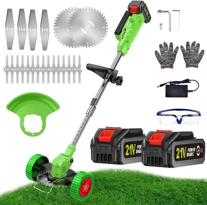 Debroussailleuse Electrique sans Fil 21V 2000Ah Coupe Bordure sans Fil avec 2 Batterie et ...