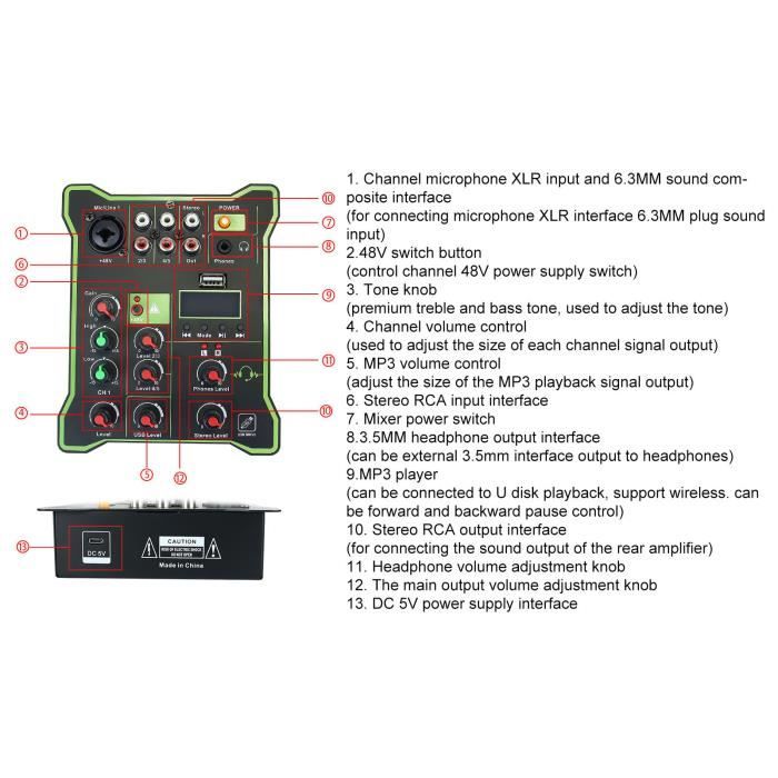 Tbest Mini mixeur de son Mini Table de Mixage , Table de Mixage ...