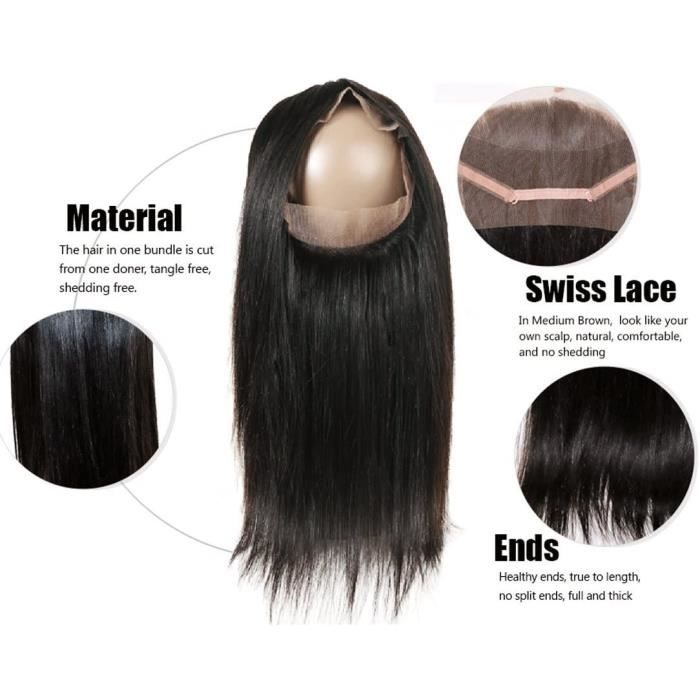 360 Lace Frontal Closure Straight Full Lace Silky Human Hair Meche Bresilienne Cheveux Indien Humain Hair 18 pouces Cdiscount Au quotidien