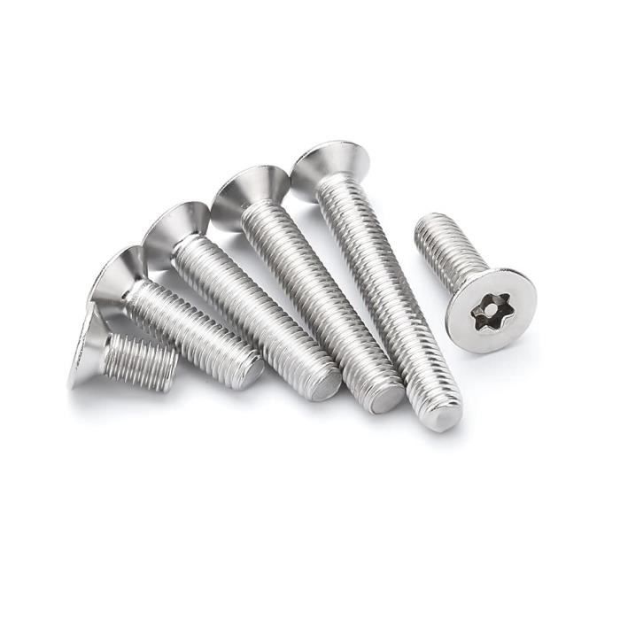 Vis Inox M6 Vis à Tête Plate Torx Boulon Vis à Tête Fraisée, M6×30mm,10 ...