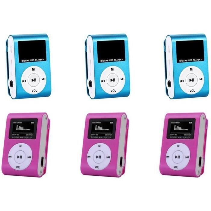 6 X (Multi) Mini Lecteur MP3 Clip en métal Portable Musique média vidéo ...