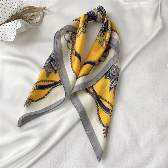 FJ435-4 Foulard carré en soie à imprimé cachemire pour femme, foulard ...