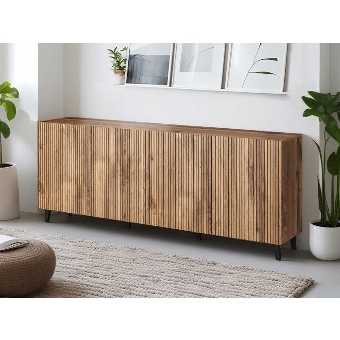Come - buffet bas - effet bois - 4 portes - 200 cm - Bois - Cdiscount ...