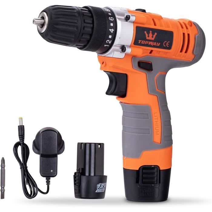 Perceuse À Percussion Sans Fil 12 V Avec Mandrin Sans Clé De 10 Mm, 2 ...