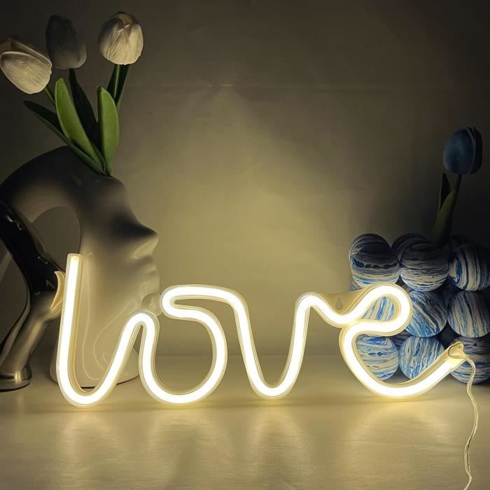 Love Neon Sign Enseignes Au Néon Blanc Chaud Neon Led Amour Néon Love ...