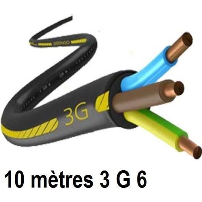 Câble 3G6 - 1 Rouleau de 10 mètres - Cdiscount Bricolage