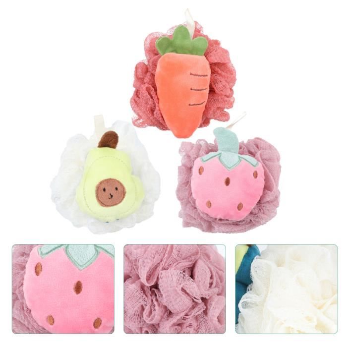 3PCS BAIN MESH FRUITS FORME BAIN-BUILLE SPONGE POUR LES ENFANTS ADULTES ...