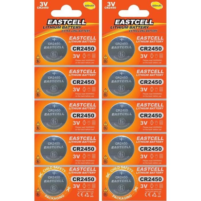 10 X Cr2450 3V Of Lithium Button Cell 600 Mah (2 Blistercards A 5 ...