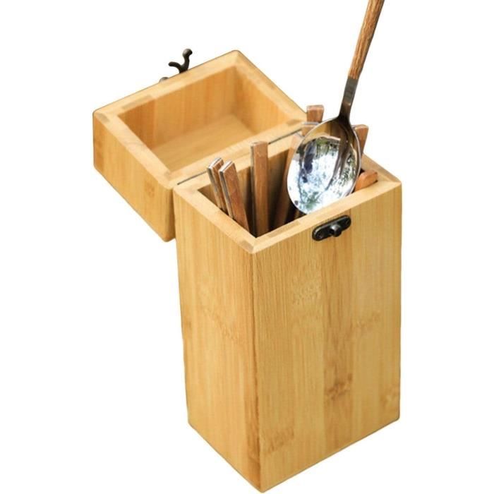 Organisateur De Couverts | Boîte À Couverts En Bambou Avec Couvercle ...