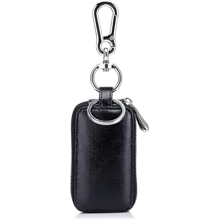 Genuine Cow Leather Home Car Keys' Bag Double Pocket Zipper Mini Wallet ...