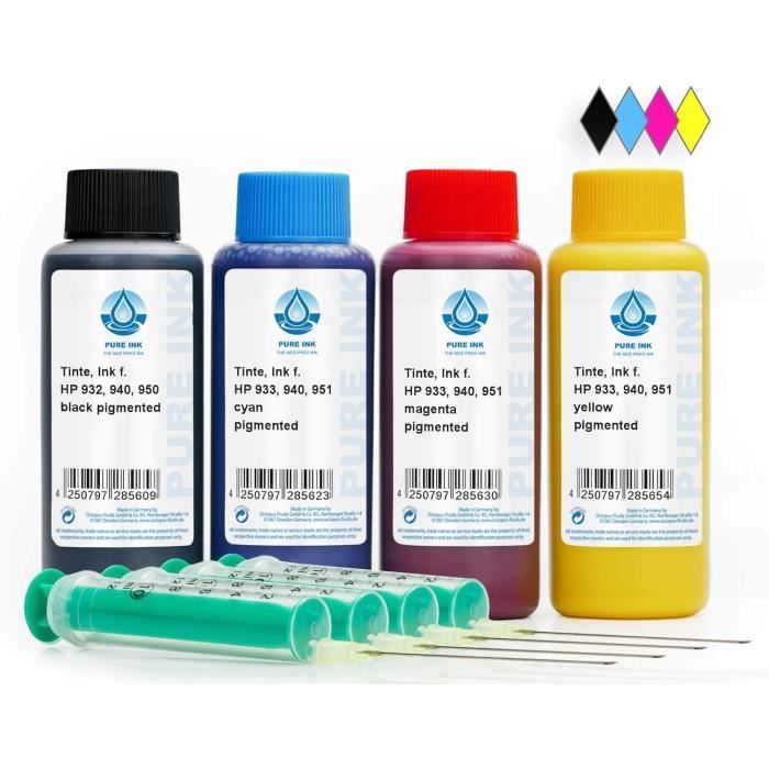 Encre Pour Imprimante Pure Ink 4X 100 Ml Cmyk, Encre De Recharge ...