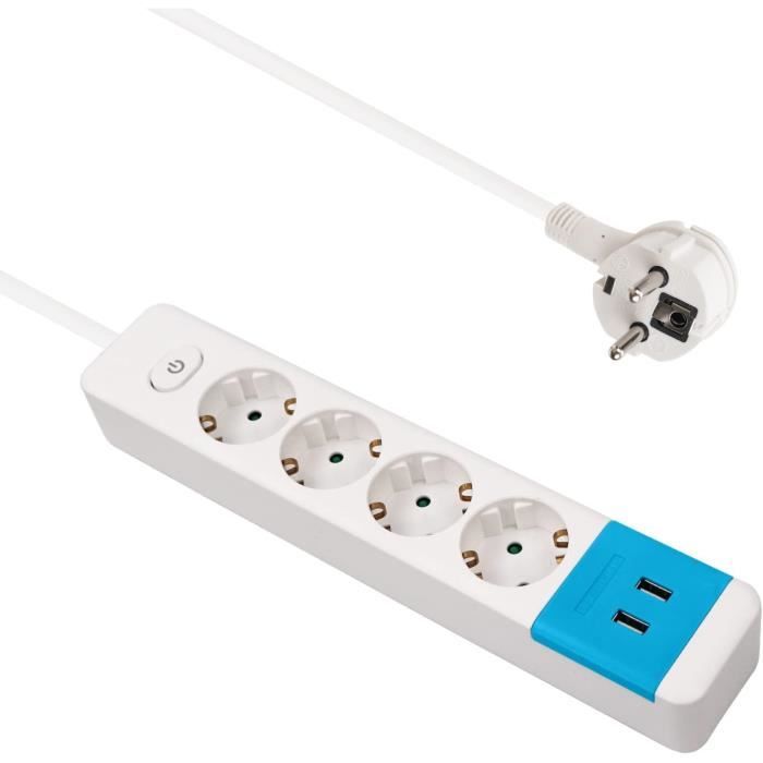 Multiprise Avec 4 Prises Et 2 Ports Usb, Multiprise Avec 4 Prises Et ...