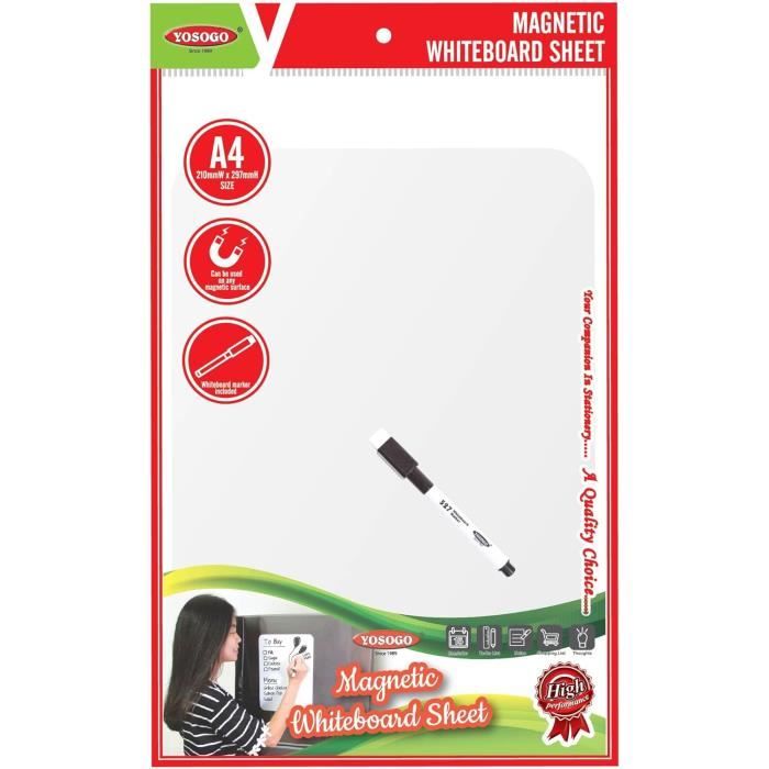 Feuille Magnétique Pour Tableau Blanc Format A4 Avec Mini Marqueurs ...