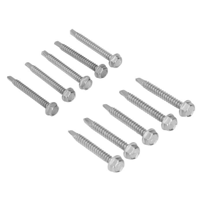 YOSOO Kit de vis autoperceuses Assortiment de 100 vis autoperceuses à tête hexagonale en acier ...