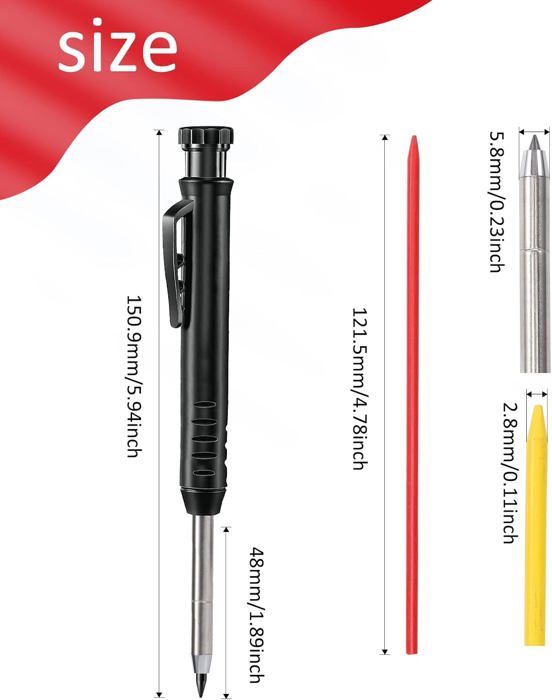 Crayon de Chantier Solide avec Taille Crayon Crayons de Menuisier à ...