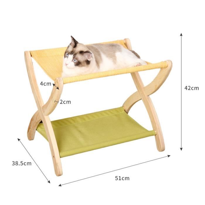 Mxzzand lit surélevé pour chat en bois Lit surélevé pour chat, Double ...
