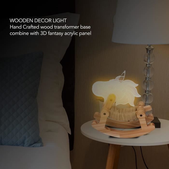 Veilleuse En Bois, Charge Usb Table Pliante Bureau Lampe De Chevet Home ...