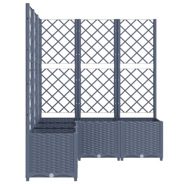 Jardinière avec treillis Gris foncé 120x120x136 cm PP - OWL-318257 ...