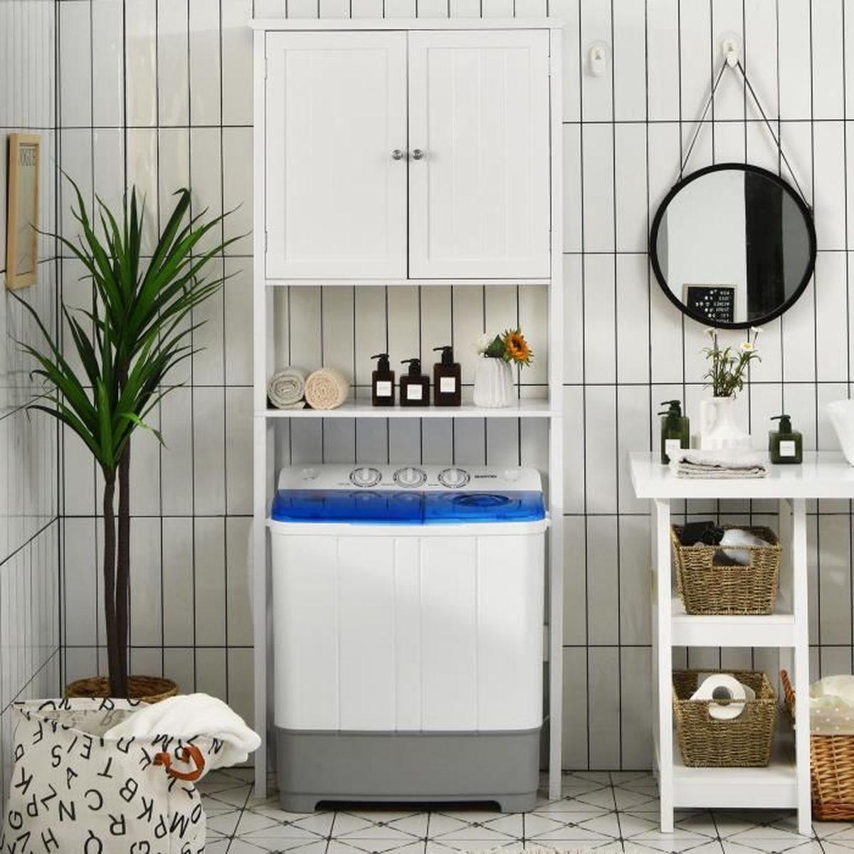COSTWAY Meuble WC Dessus de Toilettes avec 2 Étagère Réglable pour ... COSTWAY Meuble WC Dessus de Toilettes avec 2 Étagère Réglable pour ...