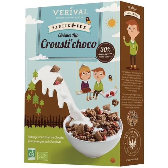 LOT DE 3 - VERIVAL Crousti' choco Céréales au chocolat bio 400 g ...