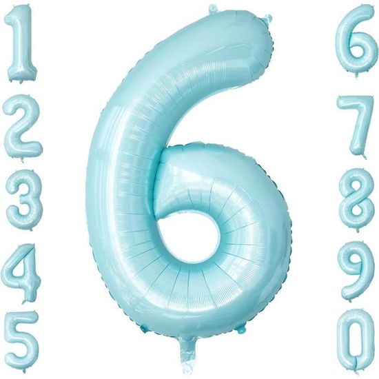 Bleu Perle Ballon Numéro 6, 40 Pouces Grand Hélium Mylar Pastel Bleu ...