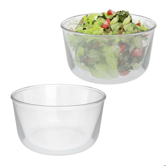 Relaxdays Grand saladier en verre, lot pratique de 2, capacité : 1,6 l ...