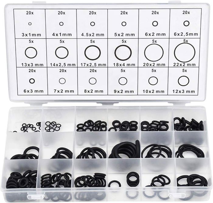 225PCS 18 Tailles Kit Joint Torique Assortiment en Caoutchouc, 3mm-22mm ...