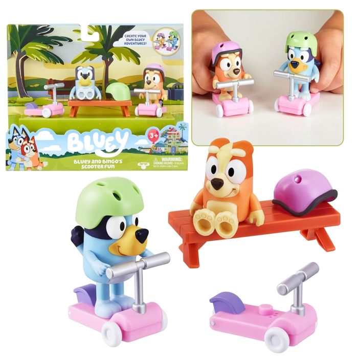 Bluey et Bingo Jeu de figurines de scooter, figurines pour enfants 3 ...