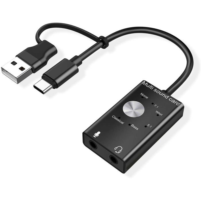 Carte son USB adaptateur audio USB et USB C vers 35 mm adaptateur ...